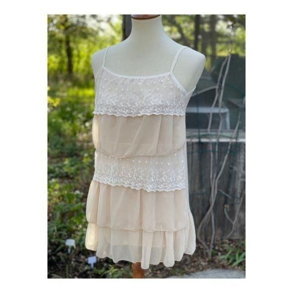 Vintage | Tops | Cottagecorevintage Tiered Camisoletop Lace Nylon ...